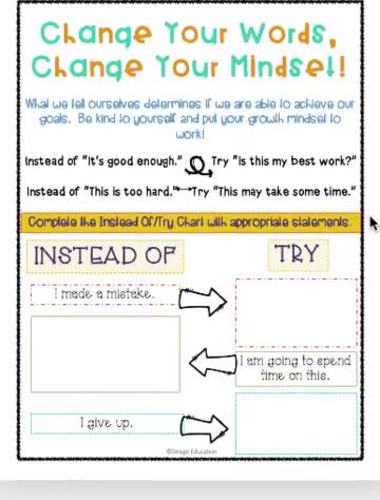 Growth Mindset Journal | Mindfulness Activities | SEL Worksheets