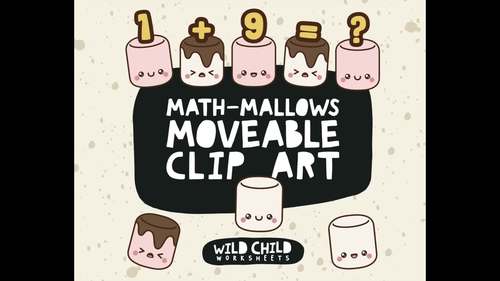Moveable Marshmallow Math Clip Art for Commercial Use, Number Tiles, S ...