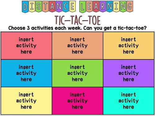 Distance Learning Editable Tic-Tac-Toe At-Home Activities | TPT