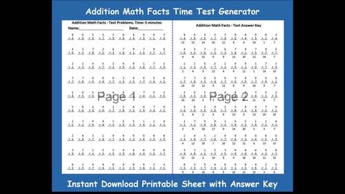Math Facts Timed Tests by MathByGene | TPT