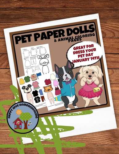 Pet Paper Dolls - Dress up your Pet Day by Happy Hive Homeschooling