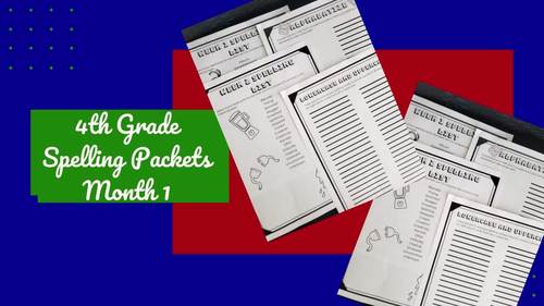 4th Grade Spelling Packets Month 1 Word Work Upper Elementary Spelling ...