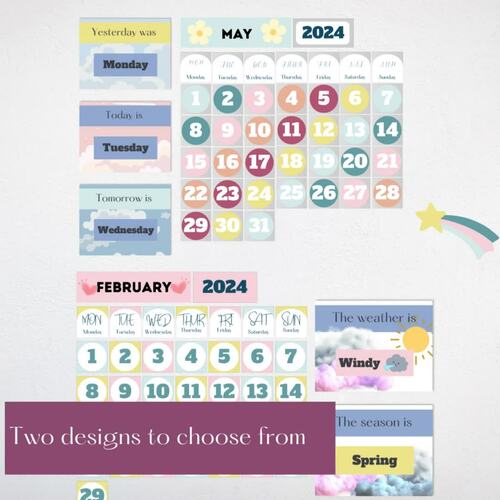 Large classroom calendar | Pocket chart calendar | Flip calendar