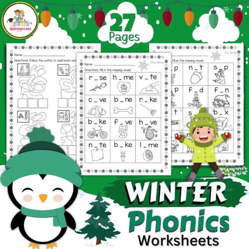 Winter Phonics Worksheets I Winter Phonics Practice I Digraphs Worksheets