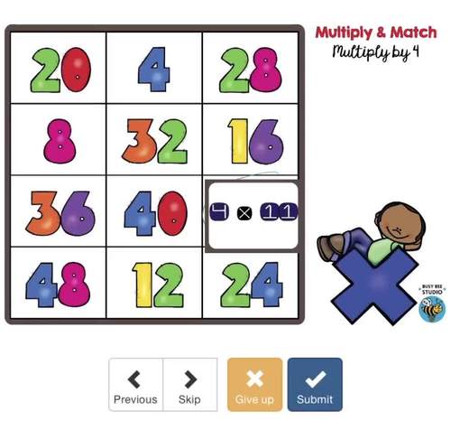 Multiply and Match | Multiply by 4 | Boom Cards | Distance Learning
