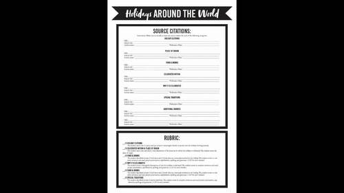Holidays Around the World Research Poster Template | Winter Middle Activity