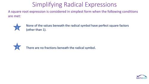 Simplify, Add, Subtract, Multiply Radical Expressions PPT Lesson ...