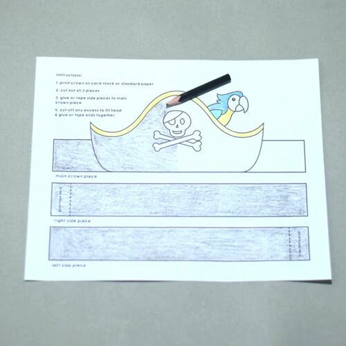 Pirate Hat Paper Crown Printable Headband Coloring Craft Activity for kids