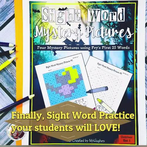 Halloween Color by Sight Word Mystery Pictures Set 1 by Created by MrHughes