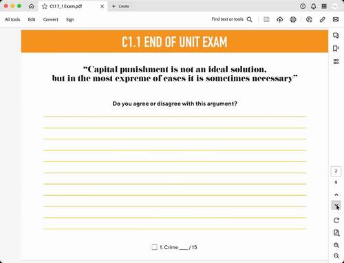 ESL Advanced C1.1 End of Unit Exam by ESL Class Workshop | TPT