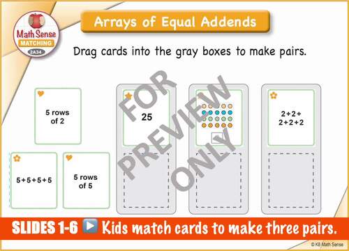 Arrays of Equal Addends Matching Activity 20 PPT / Google Slides 2A34