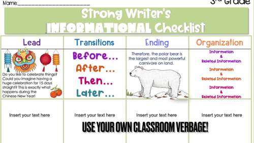 3rd Grade Informational Writing- Customizable by The Self-Sufficient ...