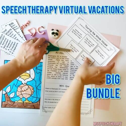 Speech Therapy Virtual Vacations - BUNDLE - Leveled For Mixed Groups - FUN!