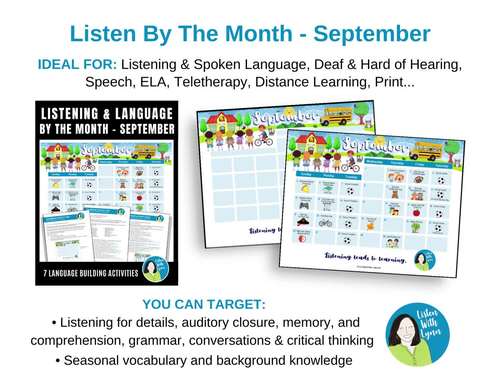 SEPTEMBER Listening Vocabulary Auditory Directions Comprehension DHH ...