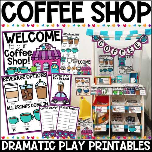 Coffee Shop Dramatic Play Printables, Centers, Coffee Stand Labels & Crafts