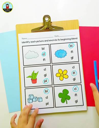 Beginning Blends Sound Worksheet by The Joy in Teaching | TPT