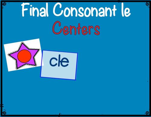 Final Consonant le Centers, Activities & Worksheets | TPT