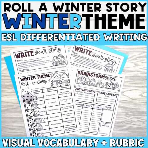 Winter Roll a Story- ESL Differentiated Dice Writing Winter Drawing ...