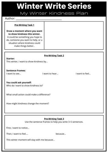 Winter Writing: My Winter Kindness Plan | SEL + Sensory + Scaffolded ...