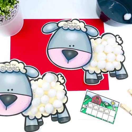 Farm Math Game with Ten Frames - Counting Sheep Activity for Farm Animals
