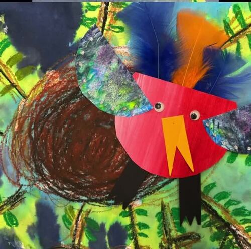 SPRING BIRD NESTS Art project for a Paint and Collage lesson | TPT