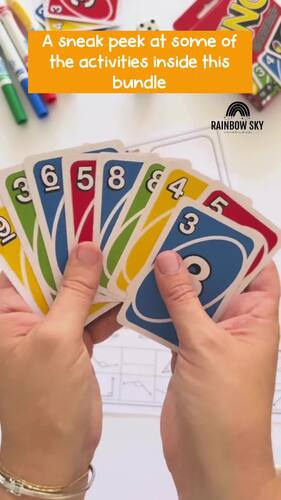 Grade 3-4 UNO Math Game Bundle - Version 1, 2, 3 & 4 by Rainbow Sky ...