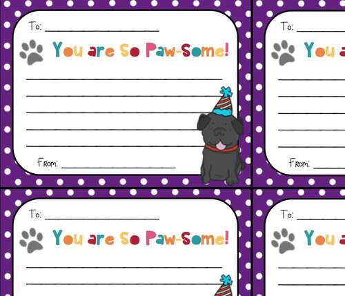 "You are so Paw-some!" Note (Positive Gram) for students, teachers, staff