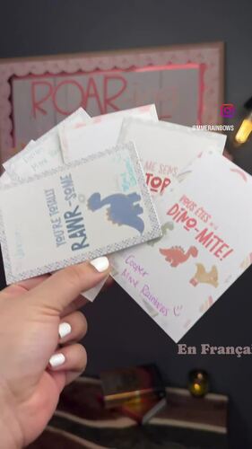 Valentine's Day Cards | English, French & Spanish | Dino Theme by ...