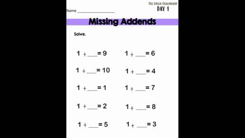 Missing Addends and Fact Family Math Activity Bundle by The Green ...