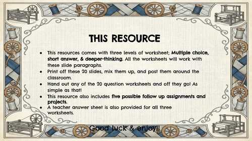 THE INDUSTRIAL REVOLUTION SCAVENGER HUNT Steam Textiles Factories ...