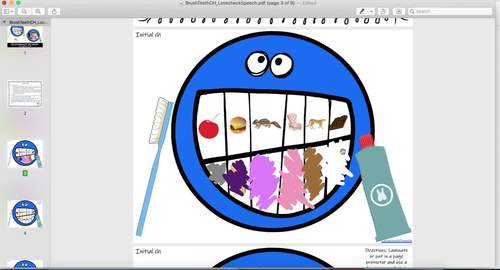 NO PRINT Articulation "CH" Brush Your Teeth Activity All Positions