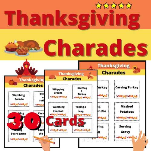 Thanksgiving Charades Activity Group Trivia Friendsgiving Resource