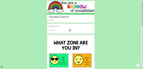 Daily Check In For Social Emotional Learning for Google Forms students ...