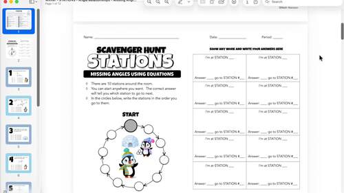 7th/8th Grade Math Winter Review Angle Relationships Stations Task ...