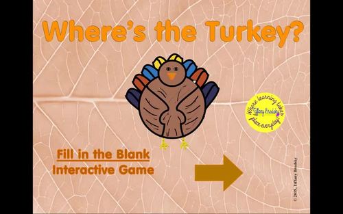 Where's the Turkey? Prepositions Game by Tiffany Brodsky | TPT