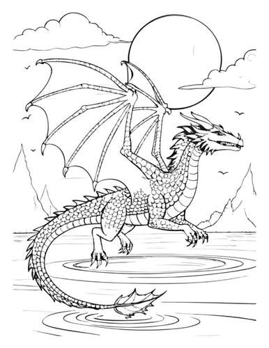 Dragon Coloring Pages: Fantasy Coloring Book with Magical Dragons