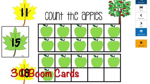 Counting up to 20 Boom Cards Back to School Fall Tens Frame by AUtogether