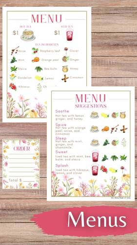 The Tea Room Dramatic Play Pretend Shop Printable Set for Classroom or Home