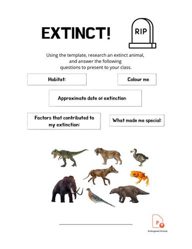 Extinct Animals. Research. Project. Presentation. PPTx. ESL. EFL. ELA.
