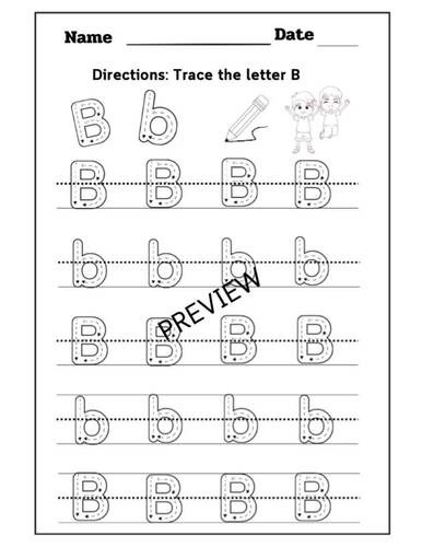 B and D Reversal Worksheets for Kindergarten by Sunny Learning World