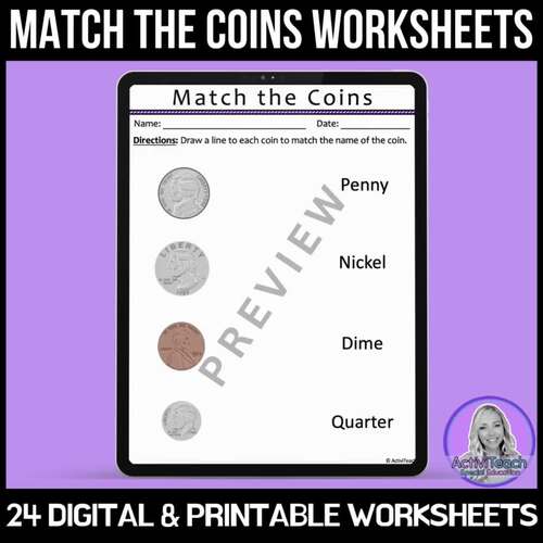 Coin Identification Worksheets | Identifying Coin Names & Values ...