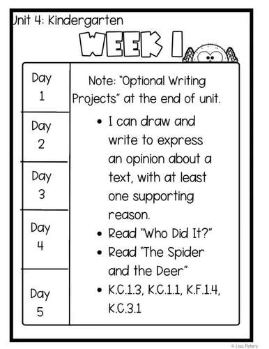 Kindergarten Writing Unit 4 | Benchmark Aligned Lessons | No Prep ...