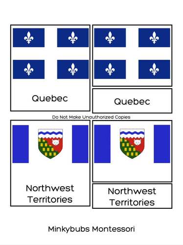 Classified 3 Part Cards Provincial Flags of Canada Montessori | TPT