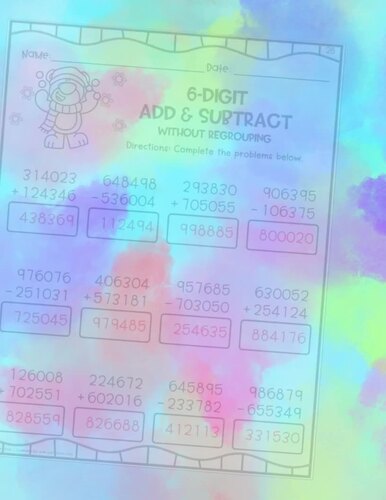 Polar Bear 6 Digit Mixed Add & Subtract Without Regrouping Winter Math ...