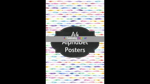 TAS Beginners Font Alphabet Posters Watercolour by Celebrating Childhood