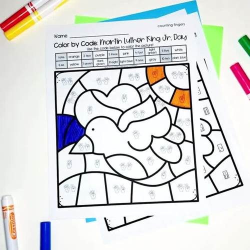 Color by Code: MLK Jr. Day Color by Number Activity for Number Sense