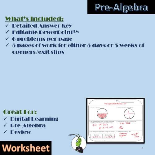Pre Algebra Back to School Math Review by Grasshopper Mathematics