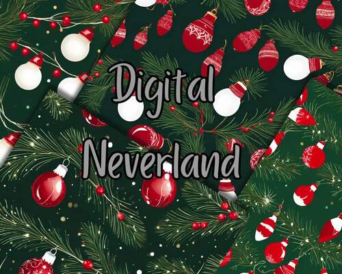 Christmas Lights Digital Paper Pack 12X12 - Holiday Themed Backgrounds