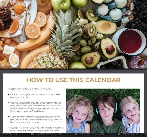 A MUSICAL FEAST Listening Calendar with 30 days of song activities ...