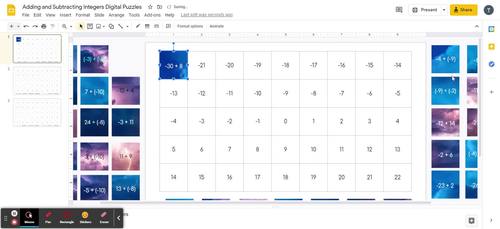 Adding and Subtracting Integers Digital Puzzles for Google Slides